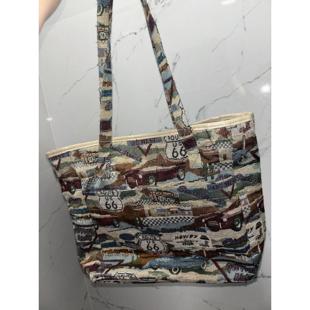 Jade | Bags | Jade Route 66 Tapestry Overnight Bag Tote Vintage ...